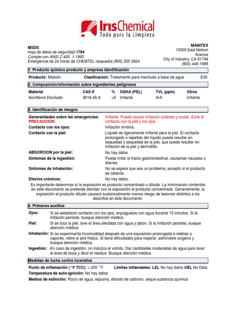 Mistolin | PDF | Agua | Química