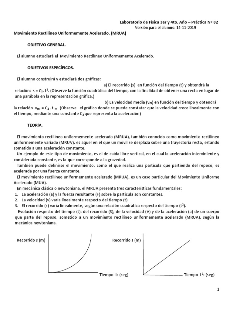 Laboratorio de Física 3er y 4to. Año - Práctica #02 Movimiento Rectilíneo Uniformemente ...