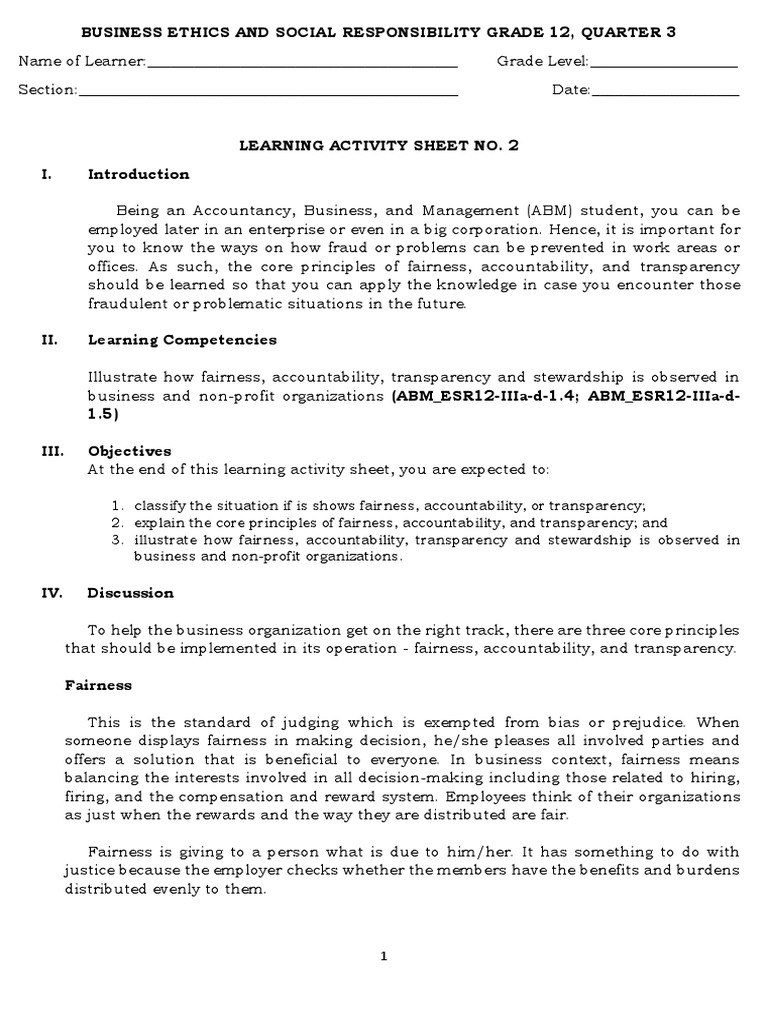 Week 2 Q3 Business Ethics | PDF | Accountability | Employment