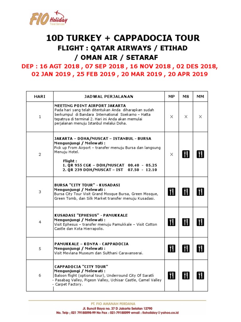 Wisata Turki dan Kapadokia 10 Hari | PDF | Bisnis
