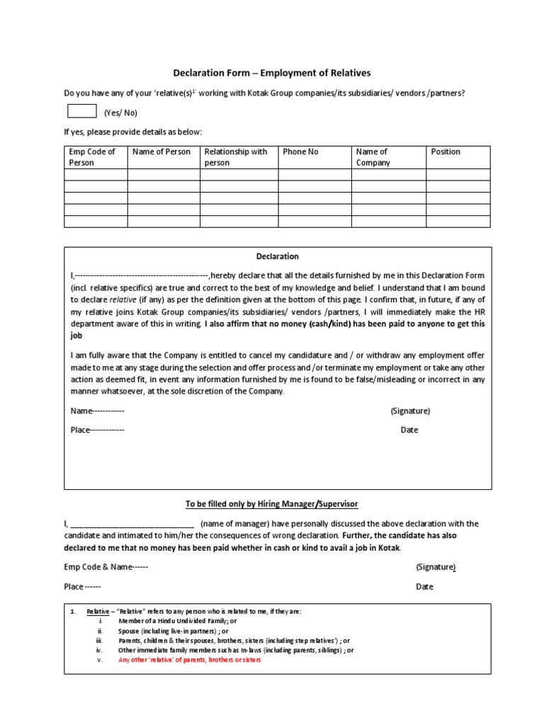 Relative Declaration | PDF | Social Institutions