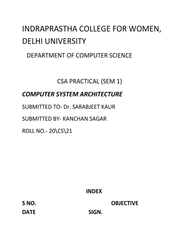 CSA Practical File | PDF | Assembly Language | Digital Electronics