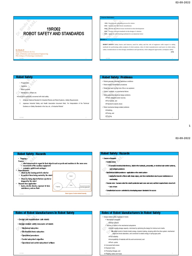 Robot Safety Hazards and the Roles of Manufacturers in Ensuring Safety | PDF | Reliability ...