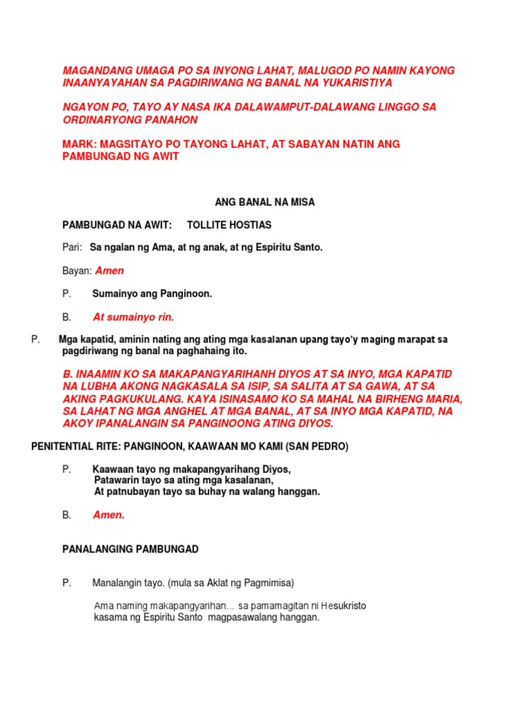 Holy Mass Guide (Tagalog Edition) | PDF