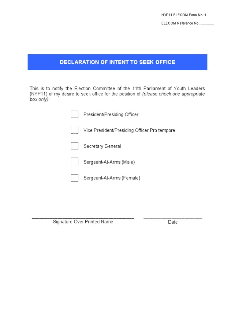 (NYP 11 ELECOM) Certificate of Candidacy Draft1 | PDF | Public Law ...