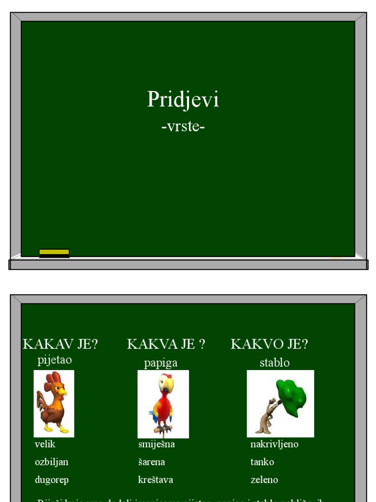 Gramatika - Opisni, Prisvoji I Gradivni Pridjevi | PDF