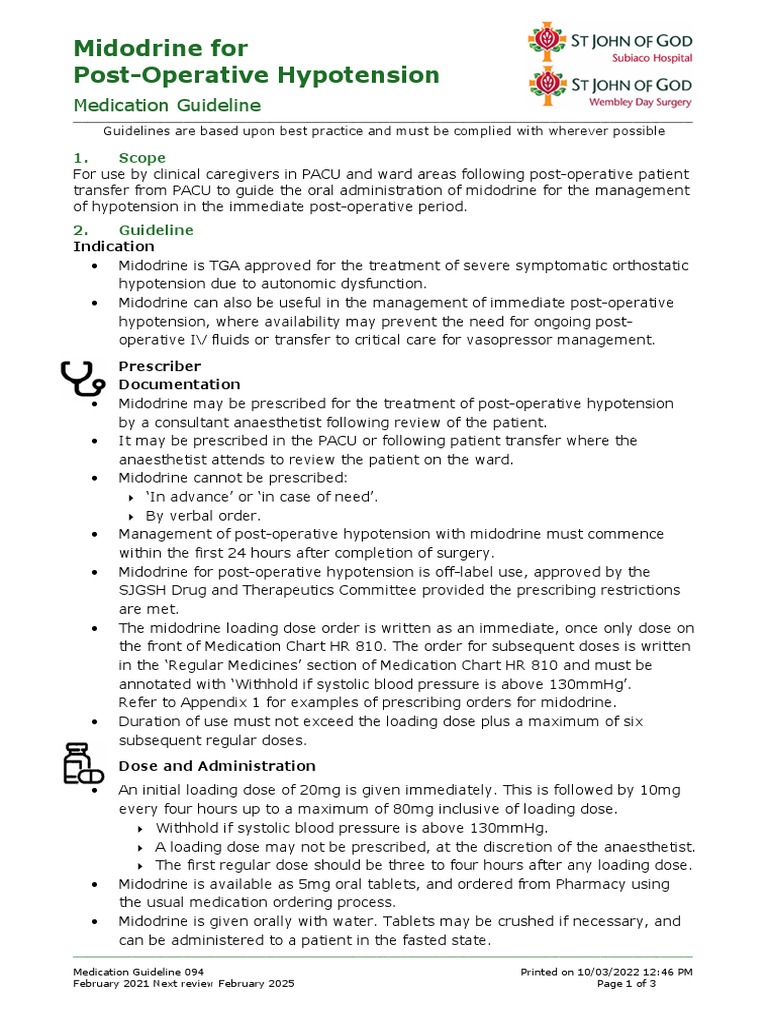Midodrine For Post-Operative Hypotension - 094 - 2021-02 | PDF | Blood ...