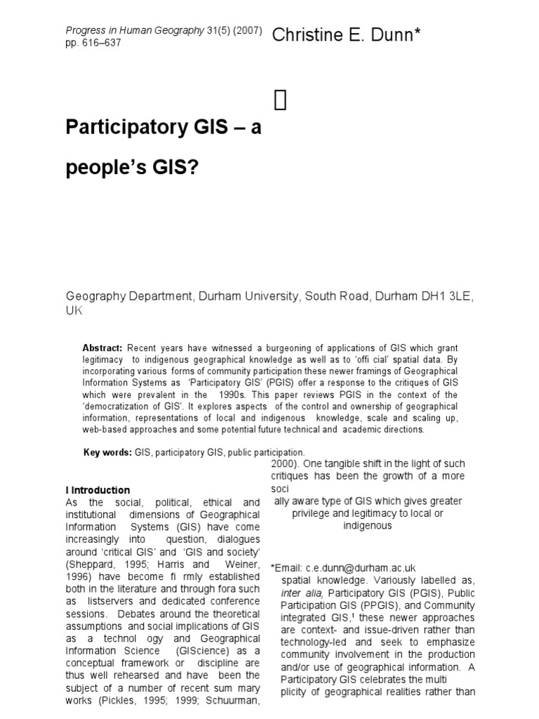 Participatory GIS - A People's GIS?: Christine E. Dunn | Download Free ...
