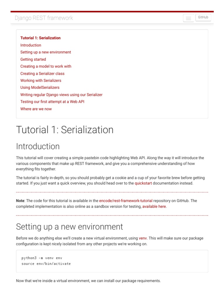1 - Serialization - Django REST Framework | PDF | Networking | Internet ... 1 - Serialization - Django REST Framework | PDF | Networking | Internet ...