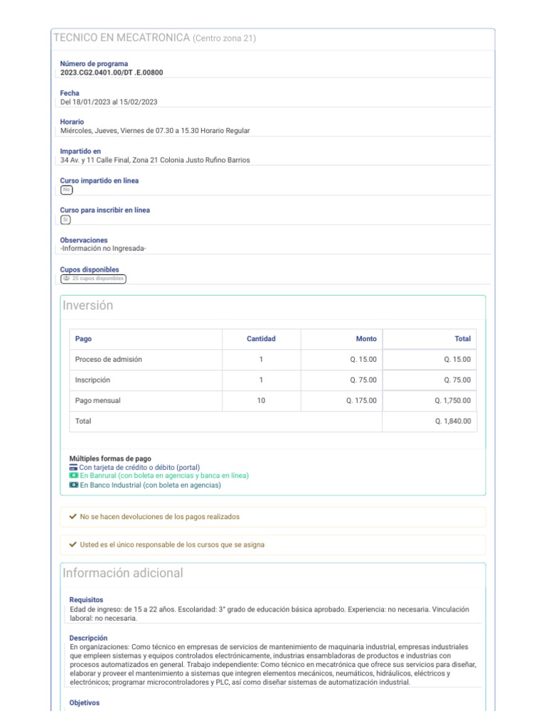 Cursos Programados INTECAP Zona 21 (Guatemala 2) - INTECAP ZONA 21 ...
