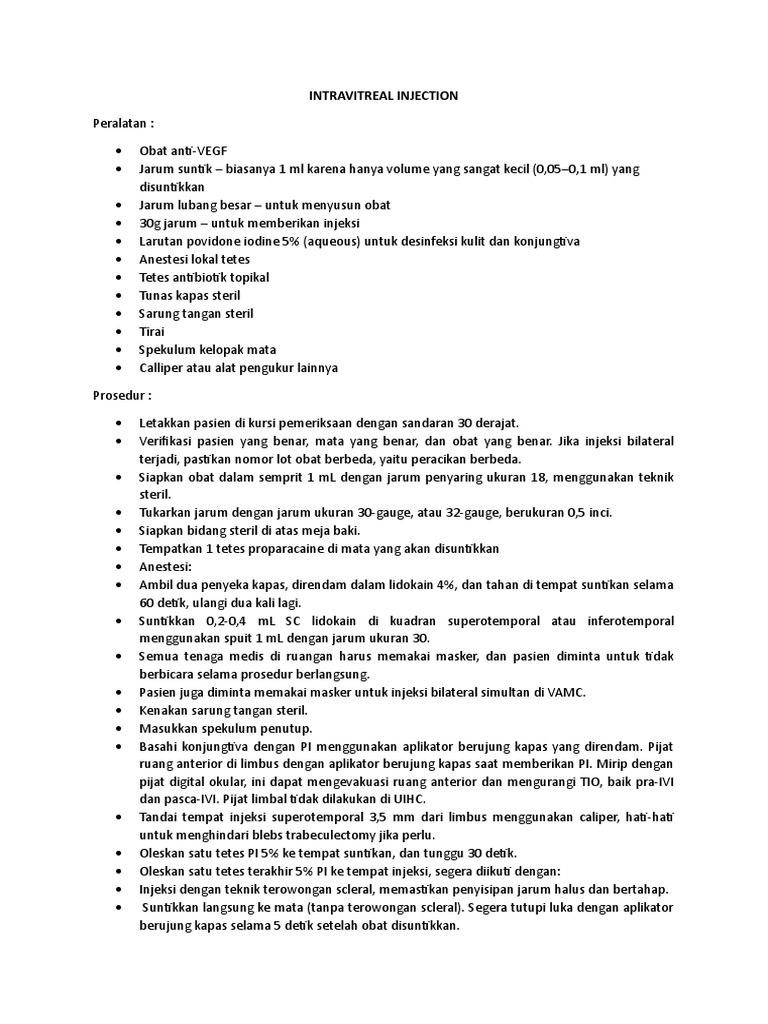 Intravitreal Injection | PDF