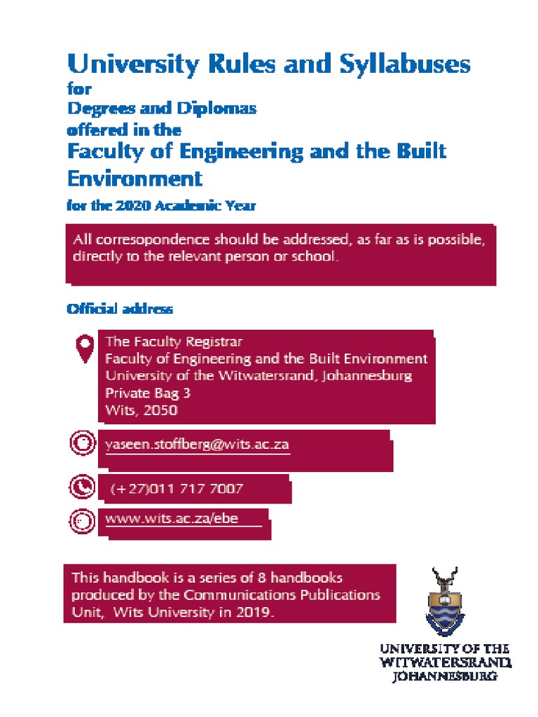 2020 Engineering and The Built Environment Rules and Syllabuses Ver1.2 ...