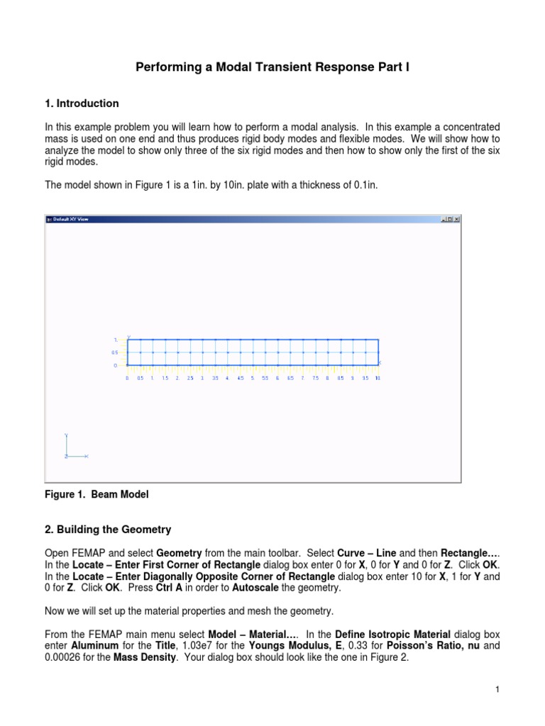 Performing A Modal Transient Response Part I: Figure 1. Beam Model | PDF | Dialog Box | Function ...