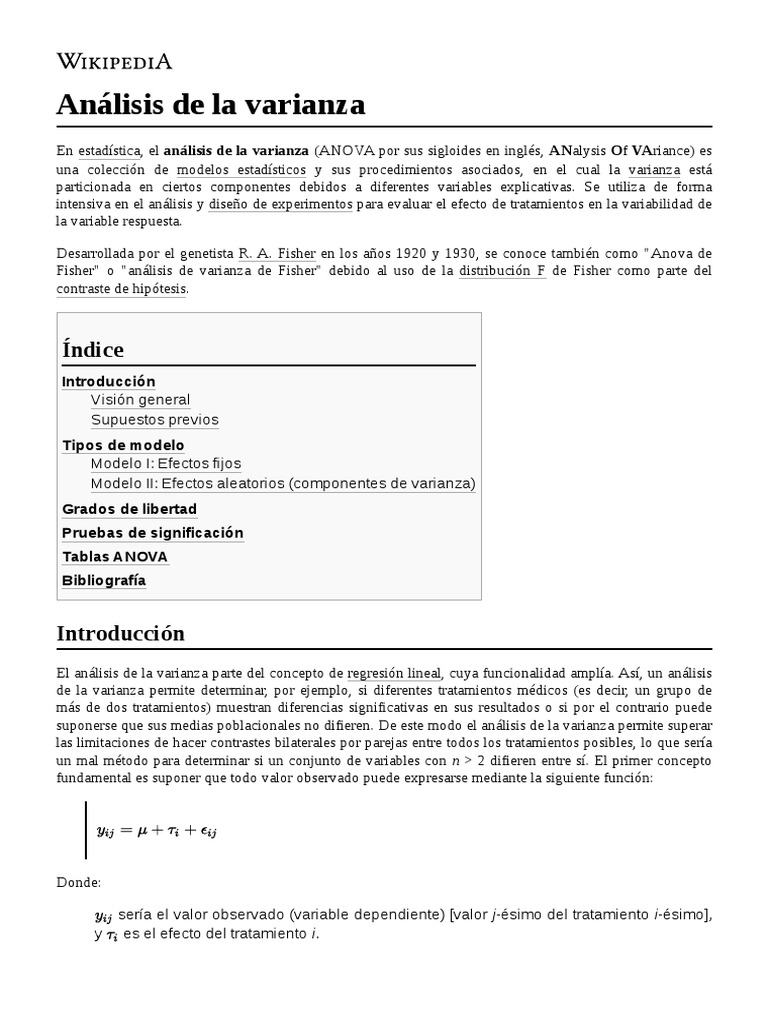 Análisis de La Varianza | PDF | Análisis de variación | Science