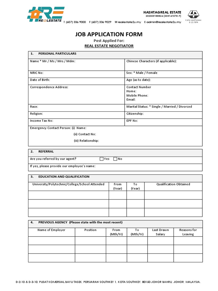 HRE - Job Application Form | Download Free PDF | Taxes | Economies