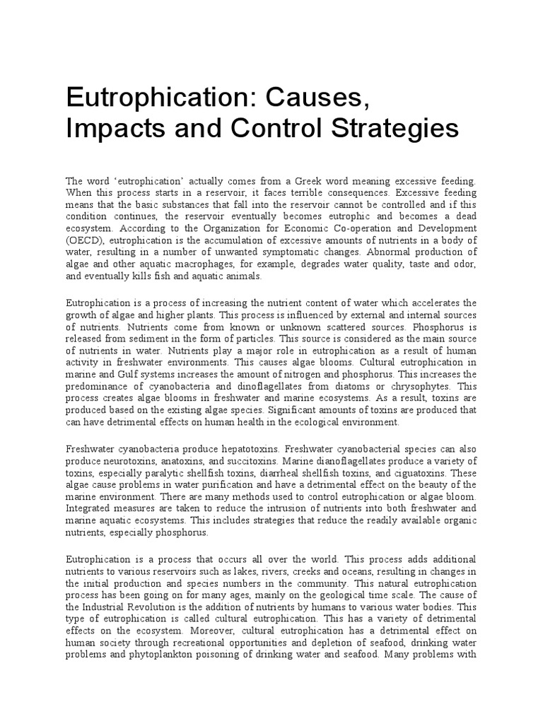 Eutrophication: Causes, Impacts and Control Strategies | PDF | Eutrophication | Aquatic Ecosystem