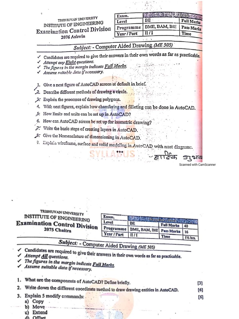 Autocad Question Bank | PDF