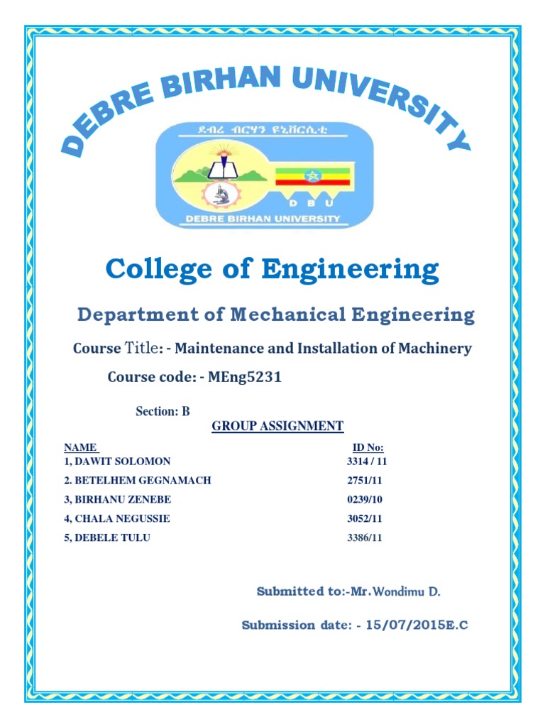 Maintenance Group Assignment | PDF | Drill | Drilling