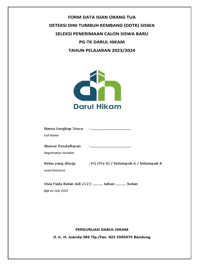 2023-2024 - Form DDTK TK | PDF