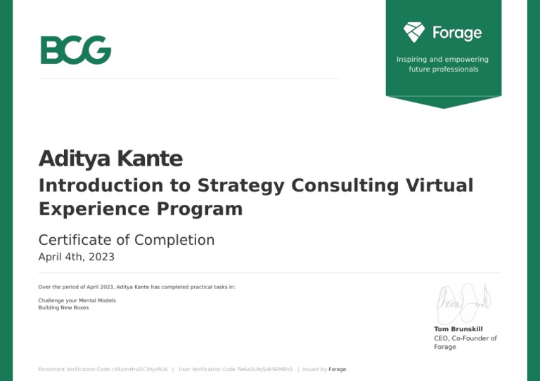 BCG Strategy Consulting Certificate | PDF