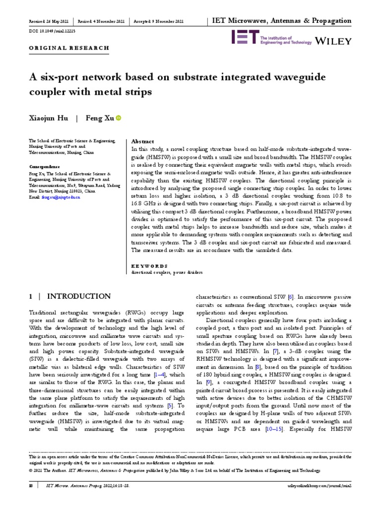A Six-Port Network Based On Substrate Integrated W | PDF | Physical ...