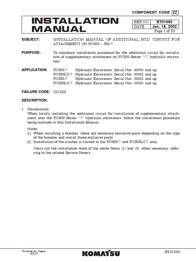Component Code ZZ: Printed in Japan (02) 21 | PDF | Valve | Pipe (Fluid Conveyance)