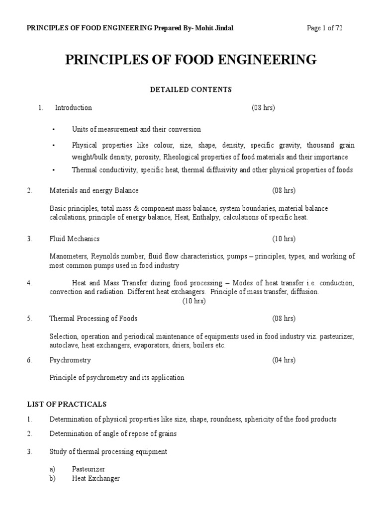 Principles of Food Engineering: Detailed Contents | PDF | Latent Heat ...
