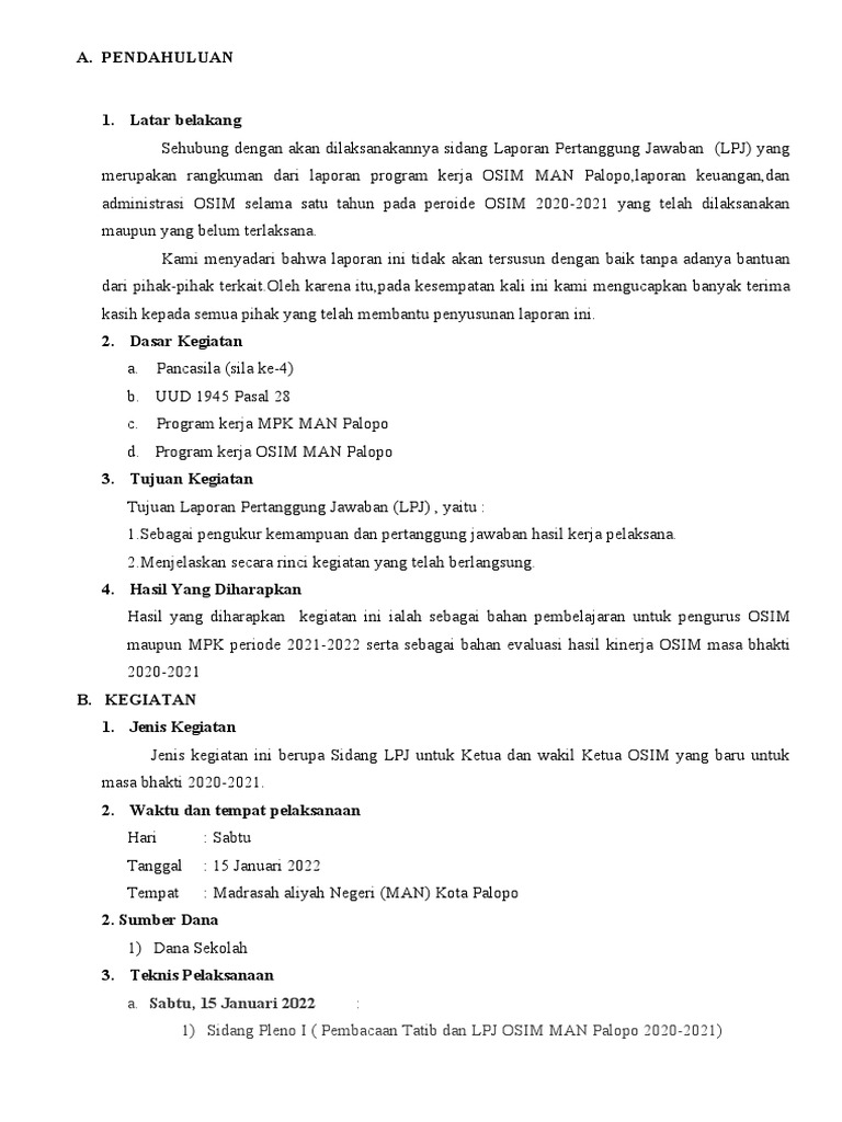 Proposal Sidang LPJ | PDF
