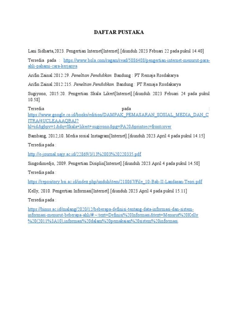 Daftar Pustaka Kti | PDF