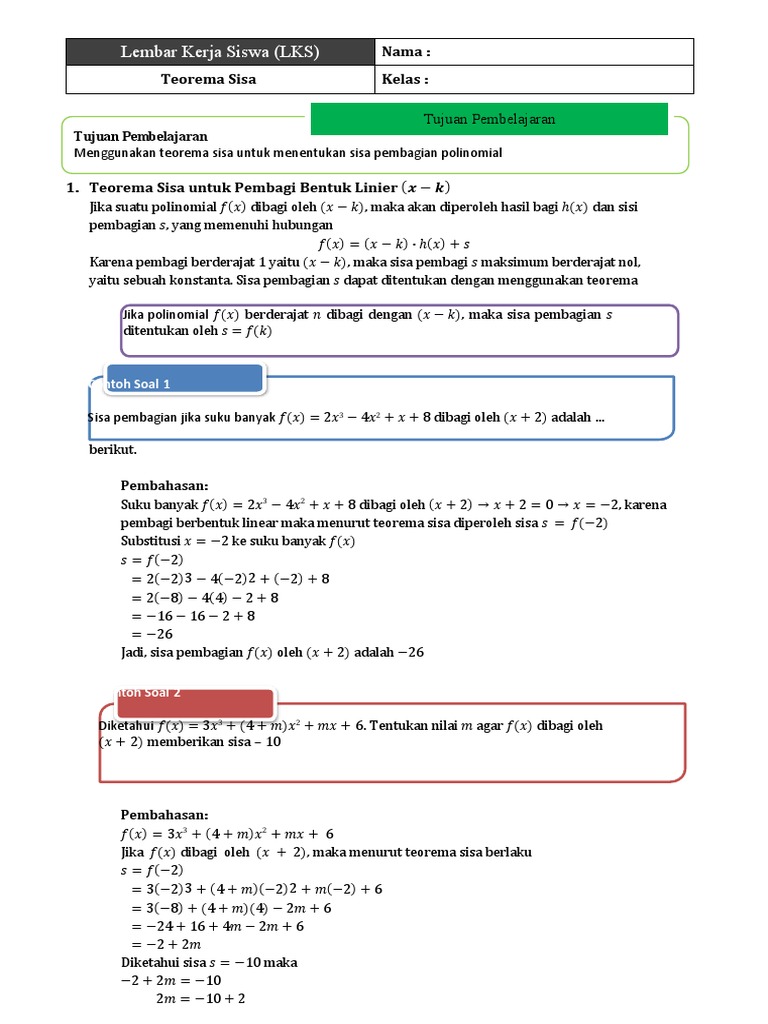 LKS Teorema Sisa | PDF