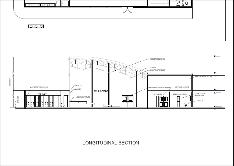 Longitudinal Section: Open Area Toilet | PDF | Wall | Door