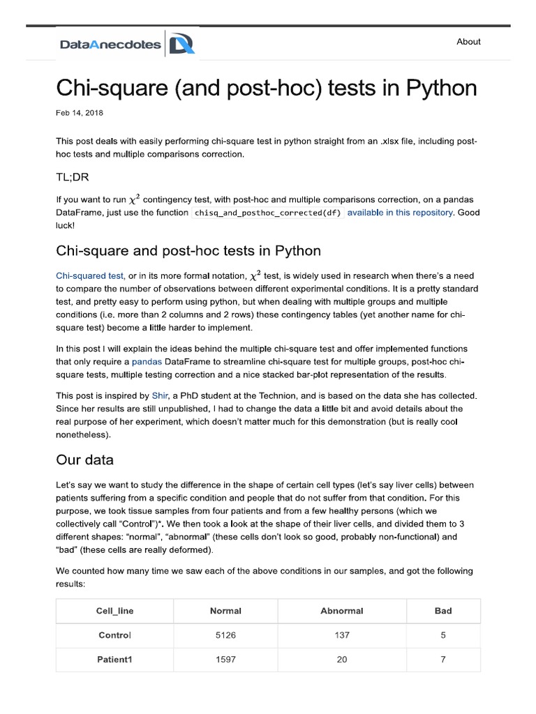 Chi-Square (And Post-Hoc) Tests in Python | PDF