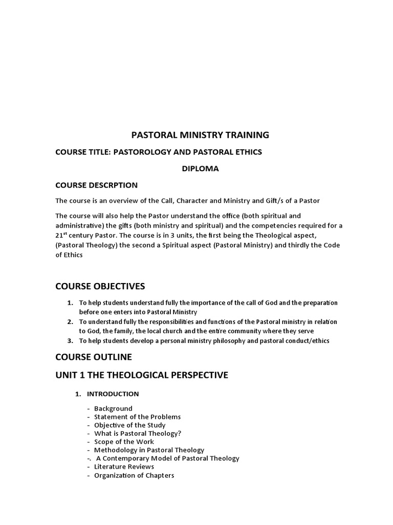 Pastoral Training and Ethics Overview | PDF | Pastor | Glory (Religion)