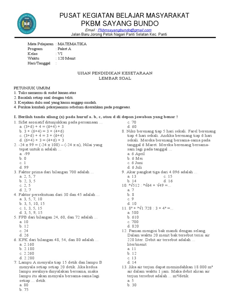 MTK KLS 6 A | PDF | Metode & Bahan Ajar