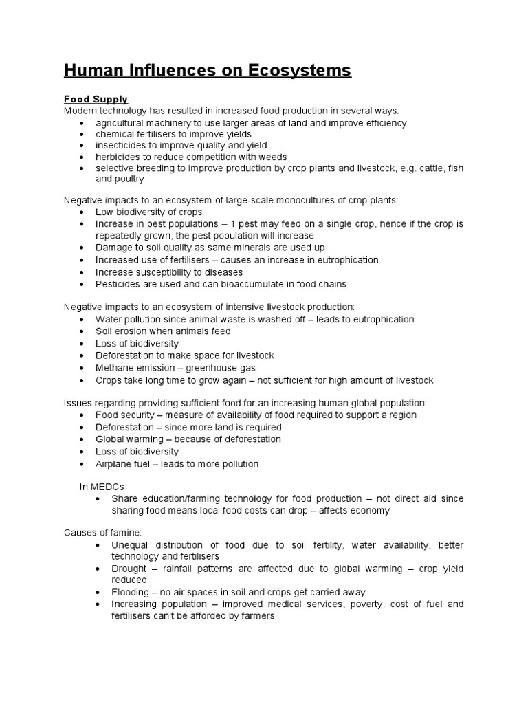 21 - Human Influences On Ecosystems | PDF | Agriculture | Soil