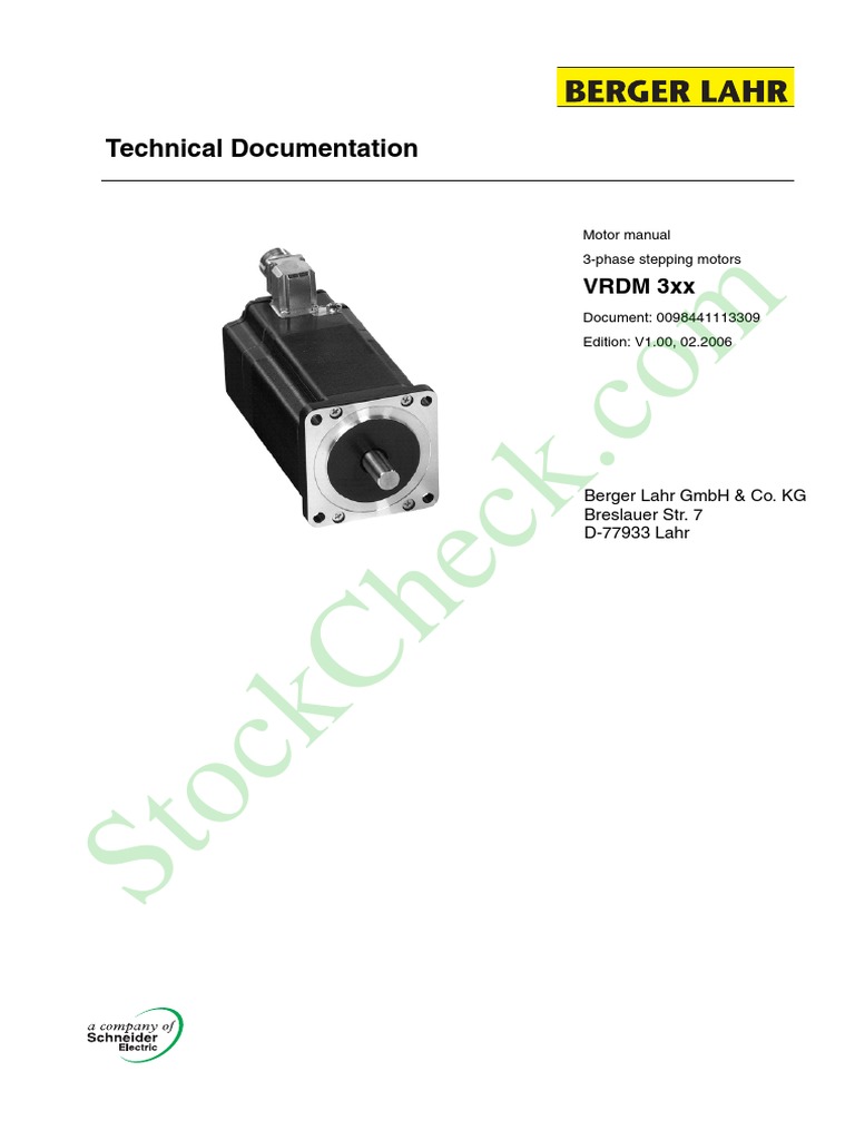 Berger_Lahr_VRDM_3xx_Series_3-phase_Stepping_Motors_manual1xxx_1521908253 | PDF | Electric Motor ...