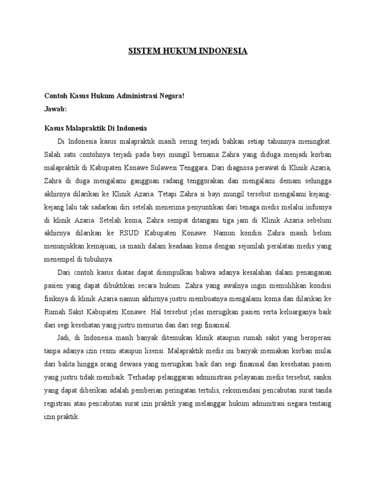 Contoh Kasus Hukum Administrasi Negara | PDF