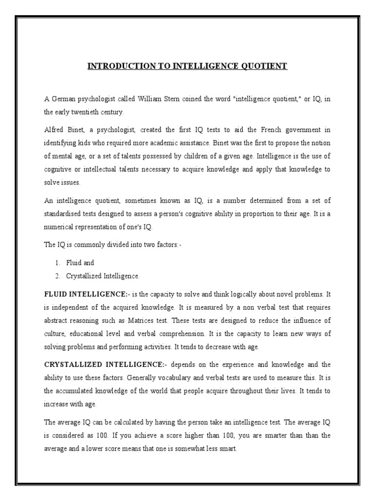 Intelligence Quotient | Download Free PDF | Intelligence Quotient | Intelligence