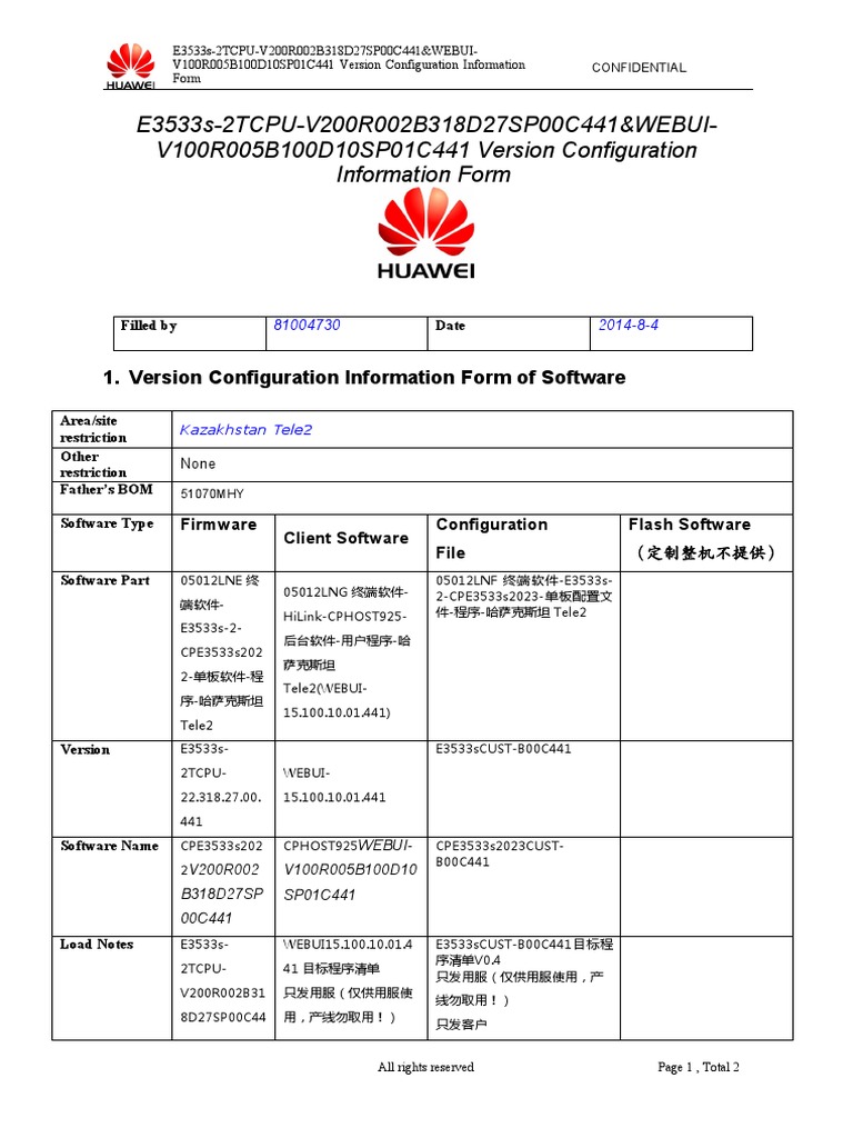 E3533s-2TCPU-V200R002B318D27SP00C441&WEBUI-V100R005B100D10SP01C441 Version Configuration ...