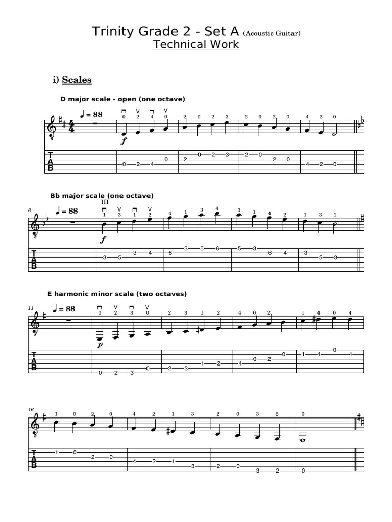 Trinity Grade 2 - Set A: Technical Work | PDF | Scale (Music) | Music Theory