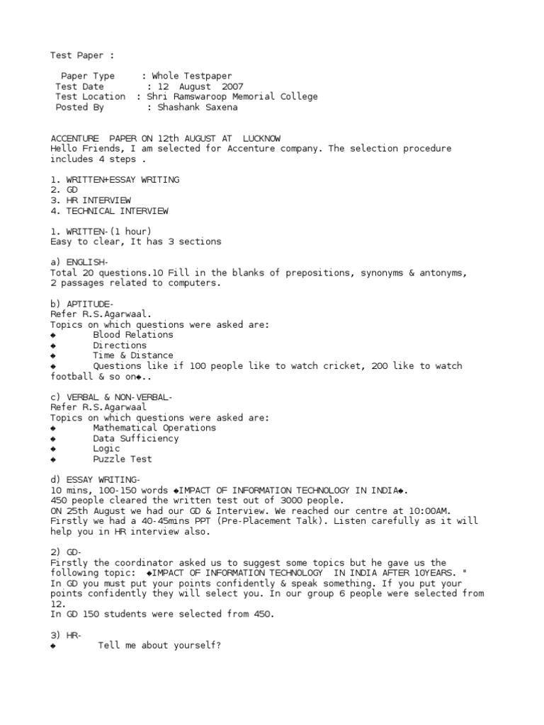 Accenture Test Paper 3 | PDF | Wide Area Network | Network Switch