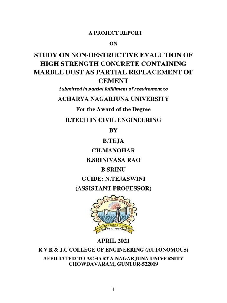 Civil Engg: Marble Dust Concrete Study | PDF | Concrete | Cement