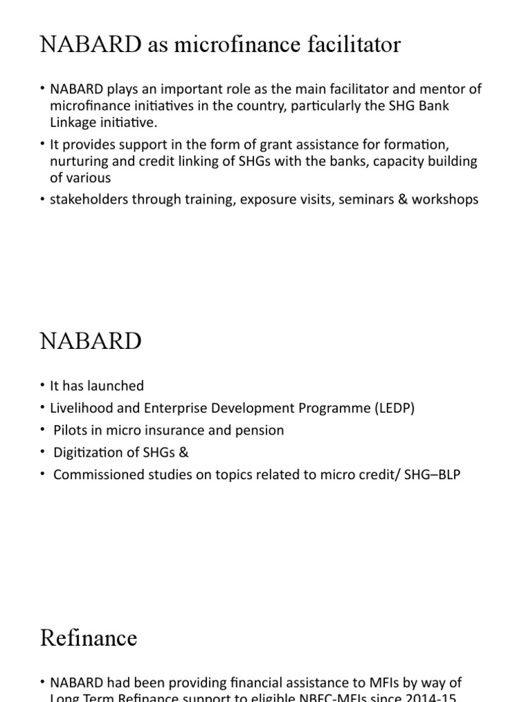NABARD's Role in Promoting Microfinance Initiatives | PDF ...