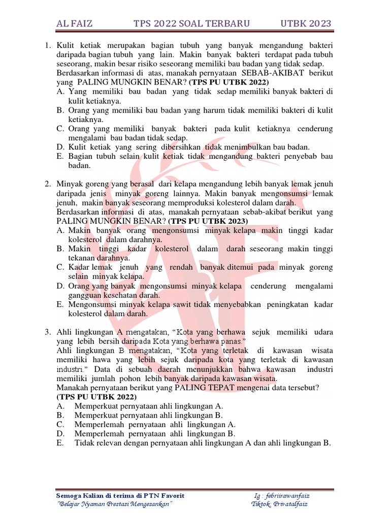 TPS Utbk 2023 - Pu Baru Up | PDF