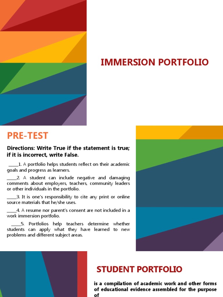 Work Immersion Portfolio Guide | PDF | Teachers | Education Theory