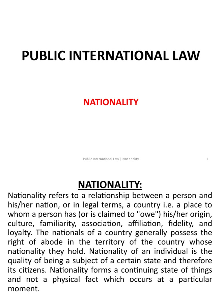 Nationality in International Law Explained | PDF | Social Science