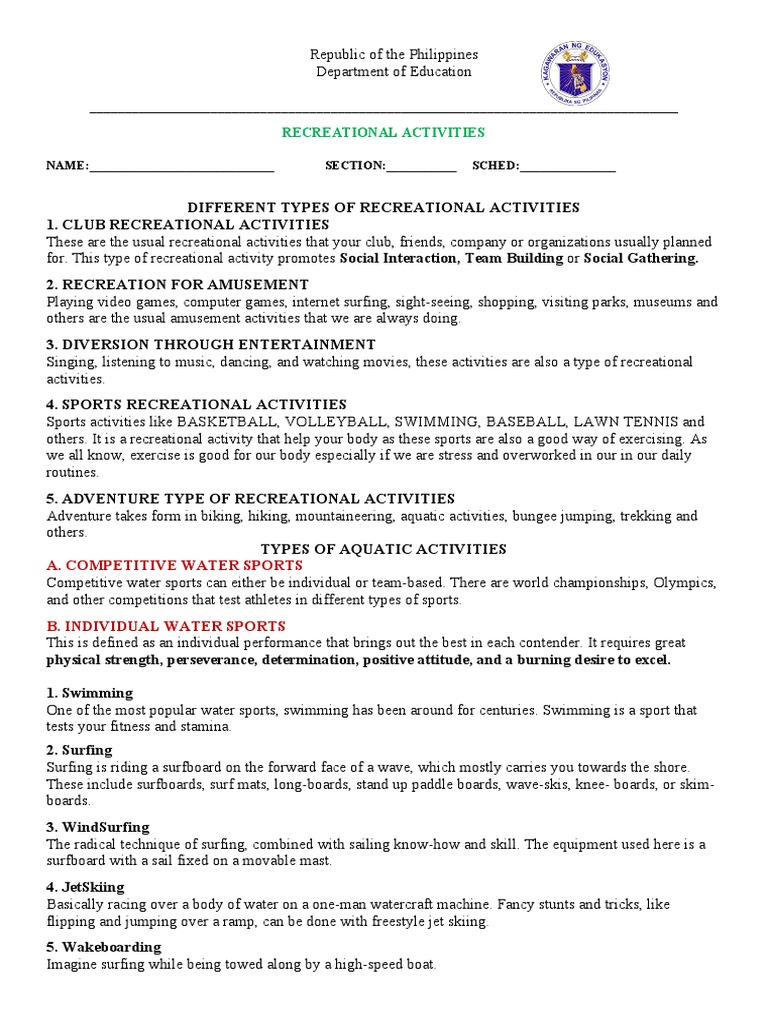 Pe4 Lesson Aquatics Mountainering | PDF | Scuba Diving | Health Promotion