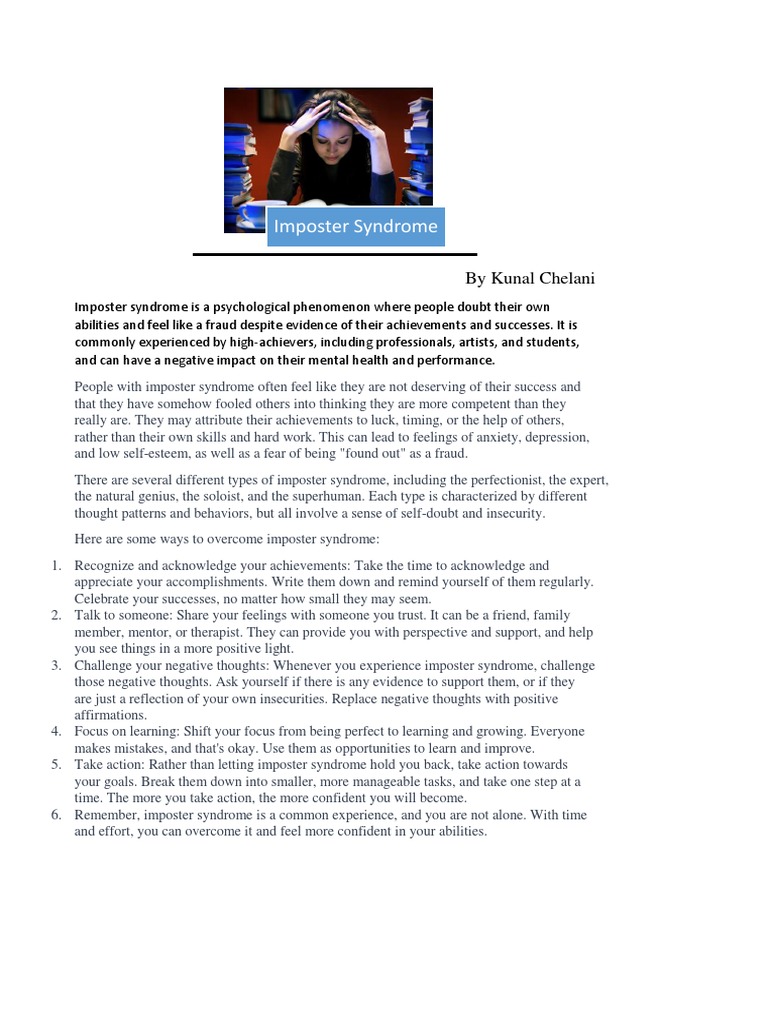 Imposter Syndrome | PDF | Psychological Concepts | Behavioural Sciences
