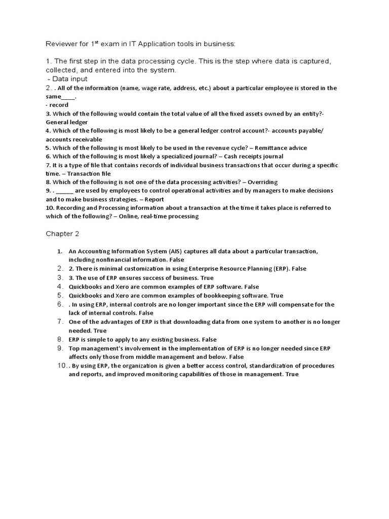 Reviewer For 1st Exam in IT Application Tools in Business | PDF