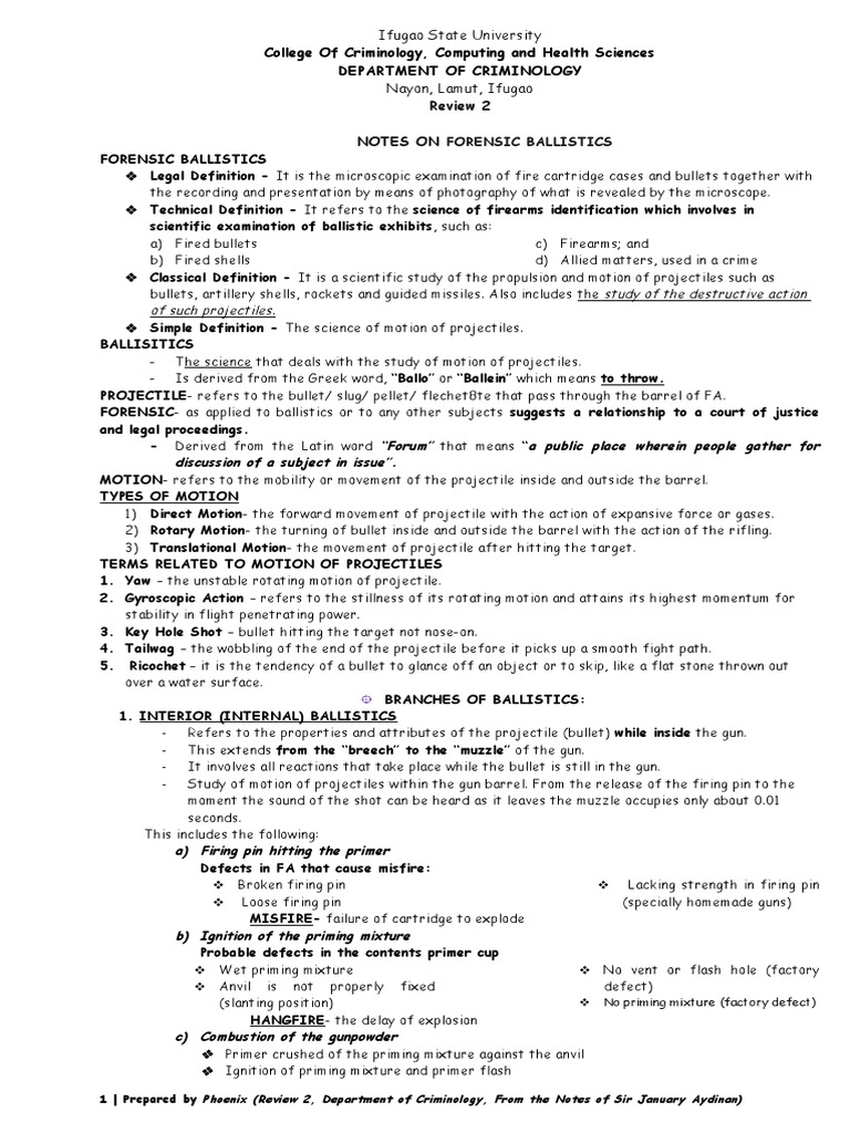 Notes On Forensic Ballistics | PDF | Cartridge (Firearms) | Trigger ...